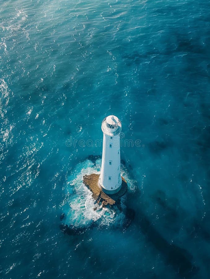 Aerial View of a Lighthouse in the Ocean Stock Photo - Image of outdoor ...