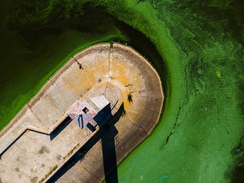Aerial View of the Lighthouse Surrounded by Algal Bloom Stock Image ... Aerial View of the Lighthouse Surrounded by Algal Bloom Stock Image ...