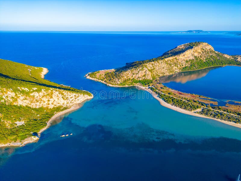 Aerial View of Limni Divari Lagoon in Greece Stock Image - Image of ...