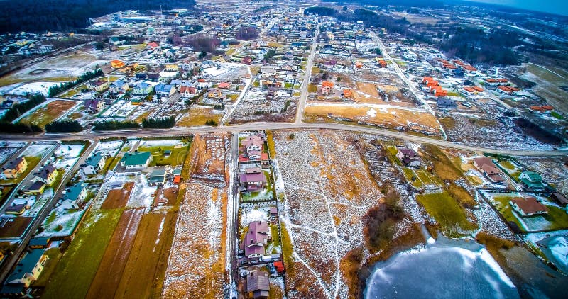 Aerial view in Lithuania stock image. Image of rural - 85425363