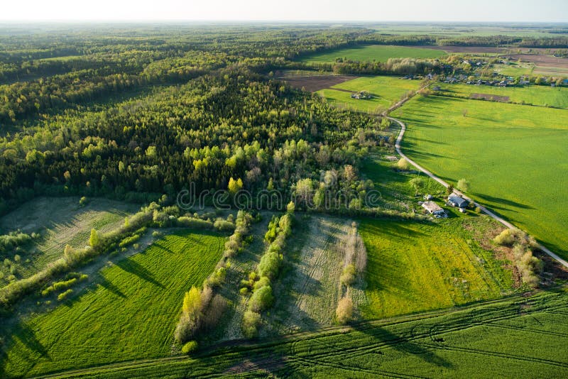 Aerial View of Lithuanian Countryside at Spring Stock Image - Image of ...