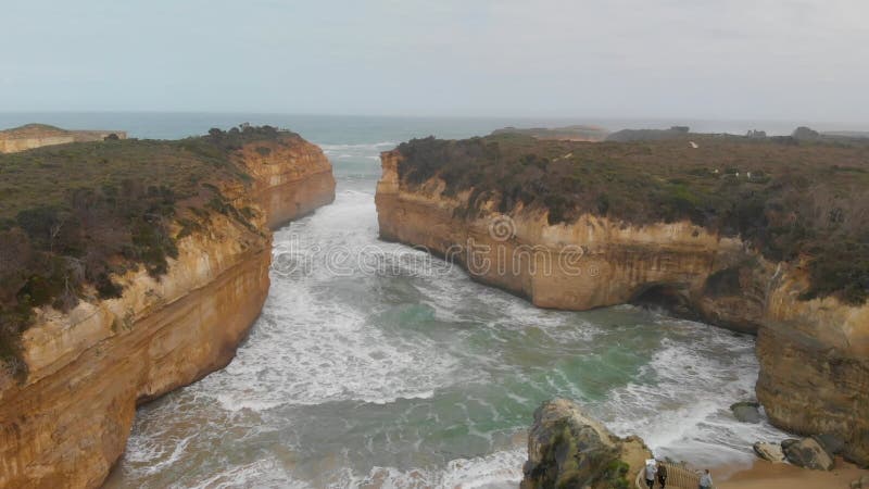 Aerial View of Loch Ard Gorge Rock Formations, Australia Stock Footage ...