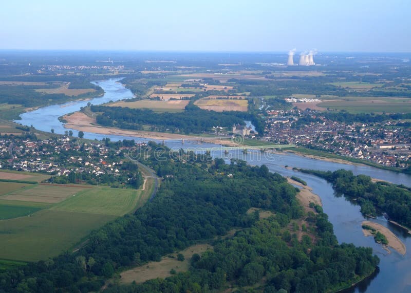 Aerial view of Loire river stock image. Image of view - 16387909