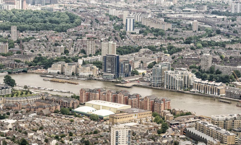 Aerial View of London Along River Thames Stock Photo - Image of england ...