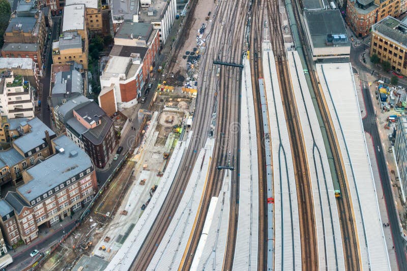 Aerial View of London Railway Station Stock Photo - Image of england ...