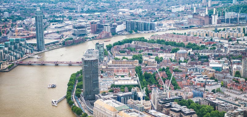 Aerial View of London River and Bridges Stock Photo - Image of capital ...