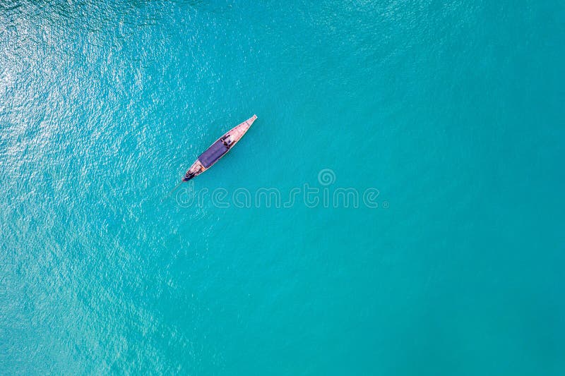 Aerial View of Long Tail Boat on Ocean, Thailand. Stock Image - Image ...