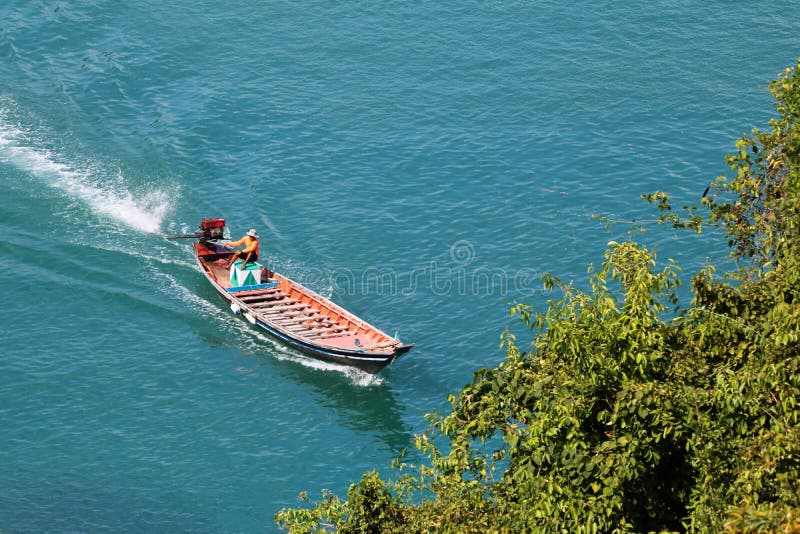 Aerial View of Long-tail Boat on the Sea. Editorial Stock Photo - Image ...