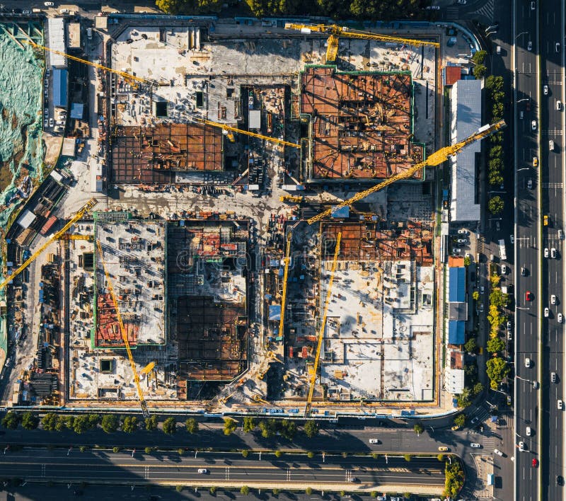 An Aerial View Looking Down on Construction Work on a Building Site ...