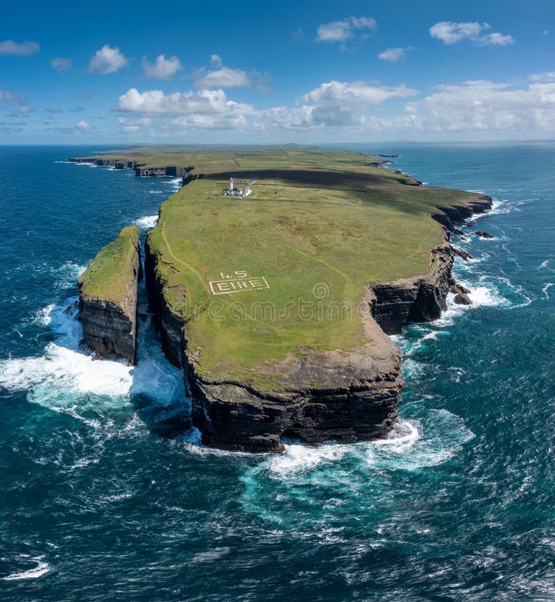 Aerial View of the Clare Island Lighthouse on One of the Sunken Drumlin ...