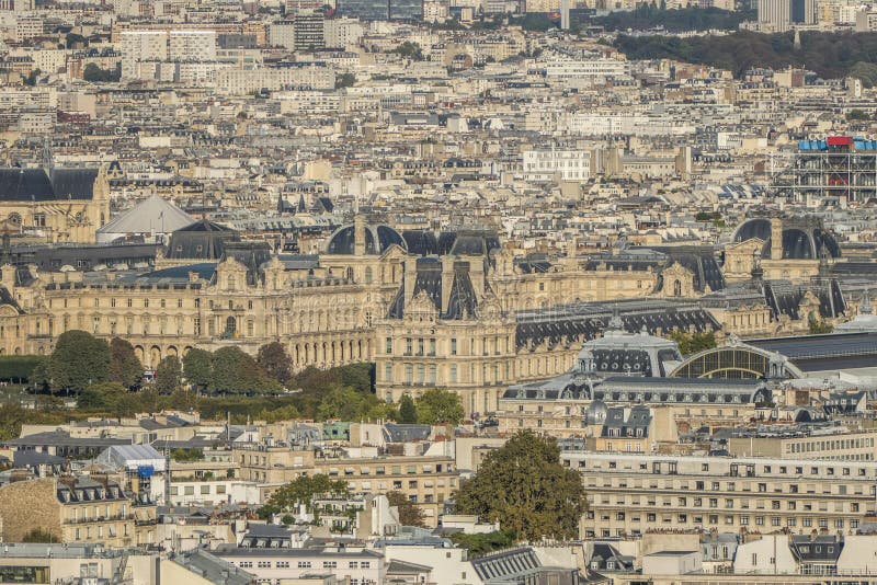 Aerial View of the Louvre Museum from the Tour Eiffel Stock Image ...