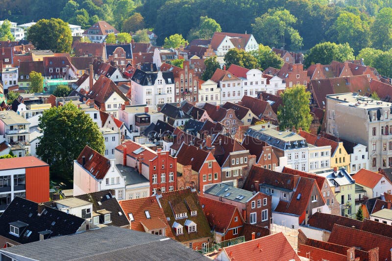 Aerial View of Lubeck Old City, Germany Stock Photo - Image of heritage ...