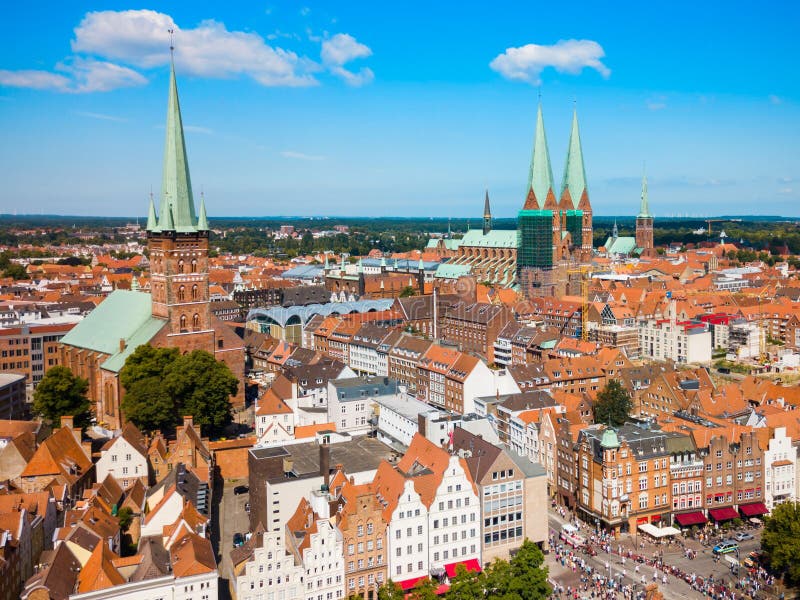 Lubeck Old Town Aerial View Stock Photo - Image of heritage, gate ...