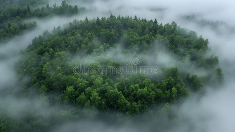 Aerial View of a Lush, Circular Forest, Vibrant with Greenery, Creating ...