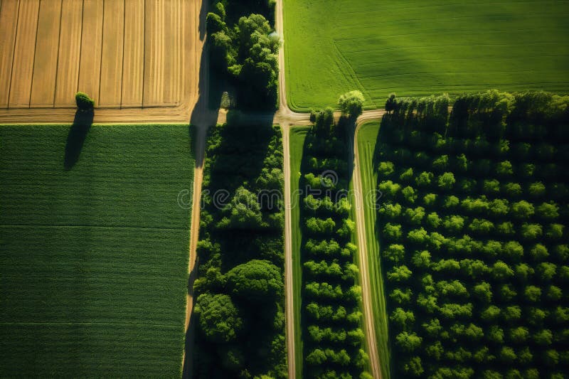 Aerial View of Lush Farmland Stock Photo - Image of farm, sunlight ...