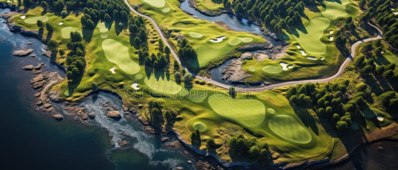 Aerial View of a Lush Golf Course - AI Generated Stock Illustration ...