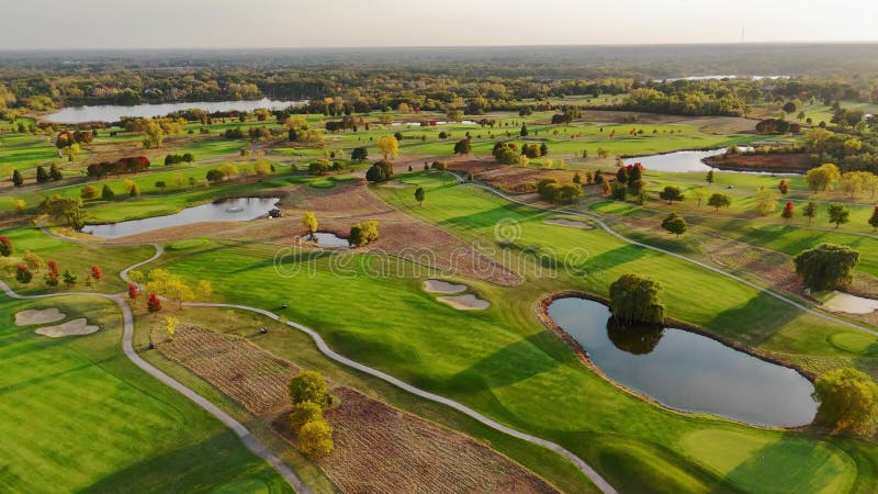 Aerial View of a Lush Golf Course with Water Features, a Scenic Aerial ...