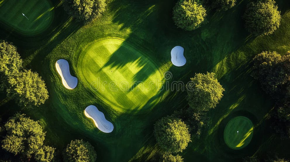Aerial View of a Lush Green Golf Course with Trees Stock Illustration ...
