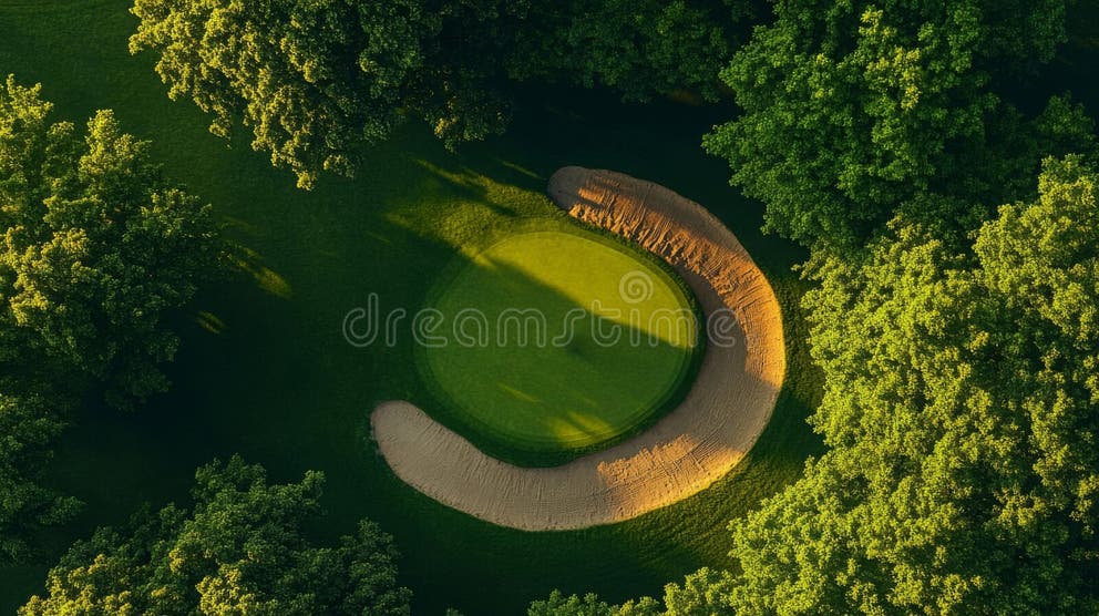 Aerial View of a Lush Green Golf Course with Winding Path Stock ...