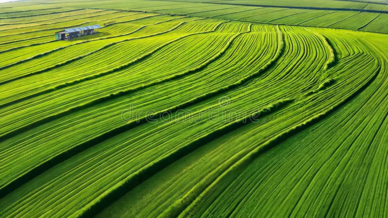 Aerial View of Lush Green Rice Fields with Striking Patterns Stock ...