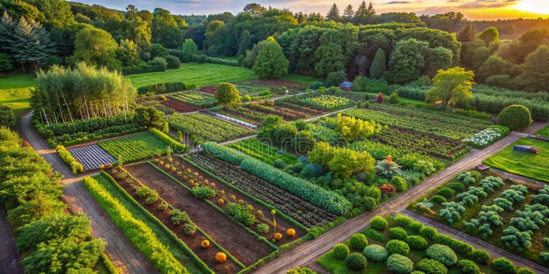 Aerial View of a Lush Morning Vegetable Plot Surrounded by Nature AI ...