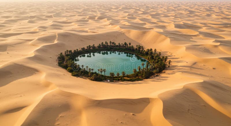 Aerial View of a Lush Oasis in the Desert Stock Image - Image of remote ...