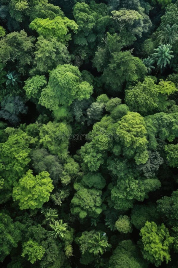 Aerial View of a Lush Tree Canopy Stock Illustration - Illustration of ...