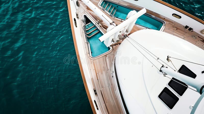 Aerial View of Luxurious Yacht Deck on Blue Ocean Water Stock Image ...