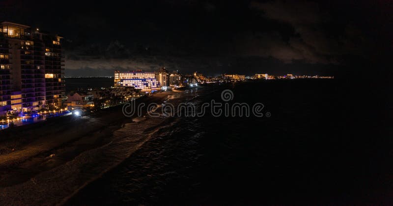 Aerial View of the Luxury Hotel at Night by the Sea. Stock Image ...