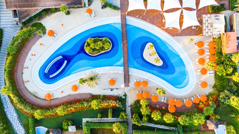 Aerial View of a Luxury Resort with a Uniquely Designed Wave-shaped ...