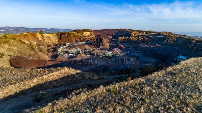 Aerial View of Machinery in Open Gravel Pit Mining. Processing Plant ... Aerial View of Machinery in Open Gravel Pit Mining. Processing Plant ...