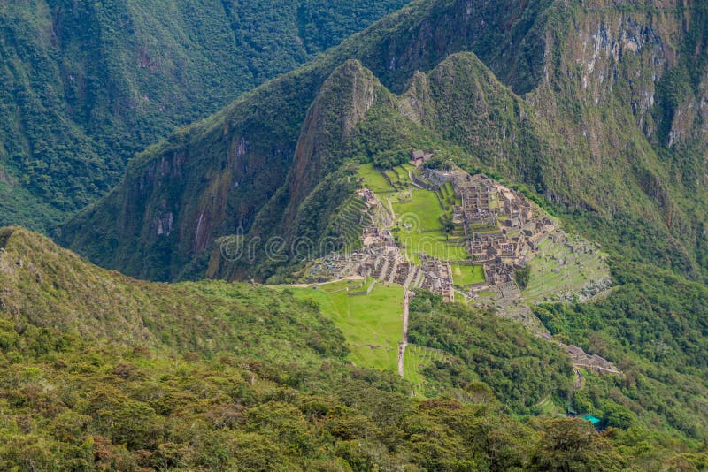 Aerial View of Machu Picchu Ruins Stock Photo - Image of machu, peru ...