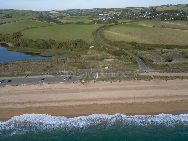 An Aerial View of the Magnificent Beach at Slapton Sands in Devon Stock ...