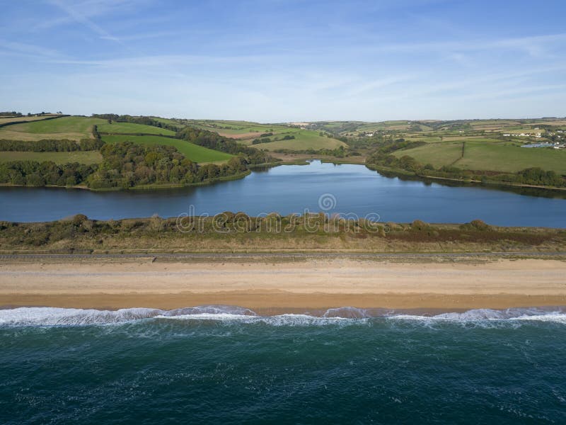 An Aerial View of the Magnificent Beach at Slapton Sands in Devon Stock ...