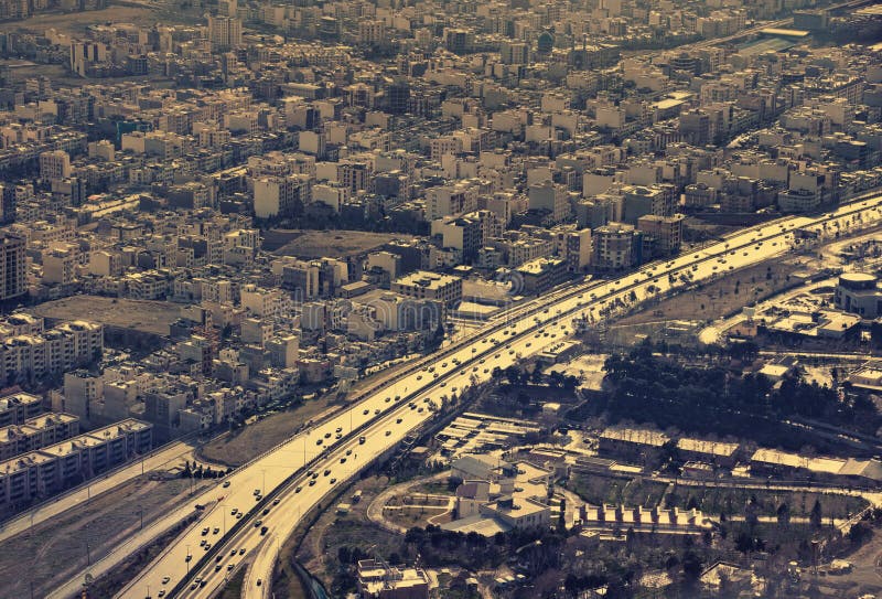 Aerial View of a Main Highway in Tehran Stock Photo - Image of ...
