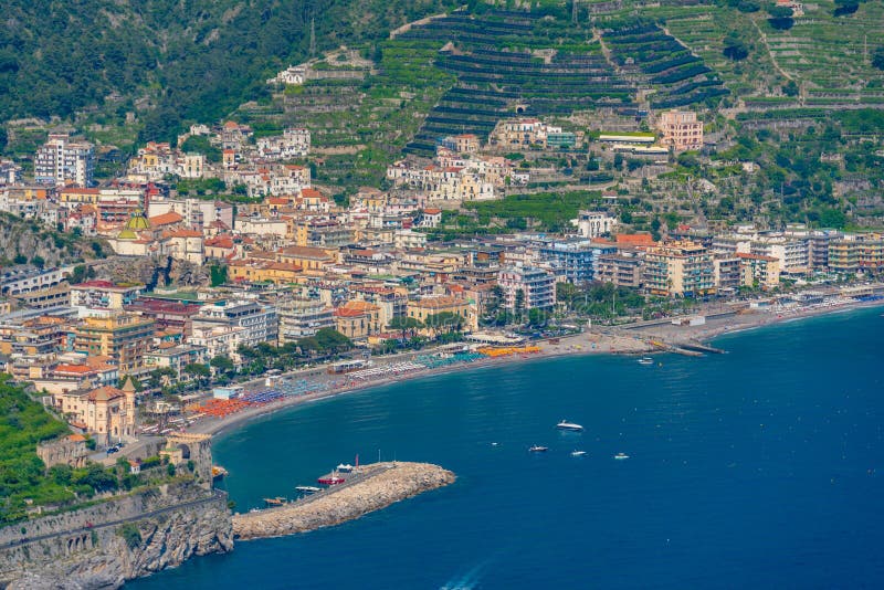 Aerial View of Maiori Town in Italy Stock Image - Image of skyline ...