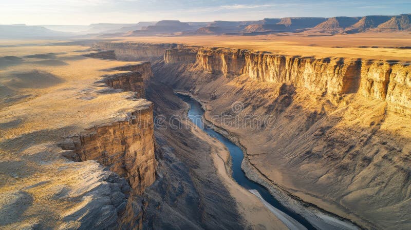 Aerial View of Majestic Canyon with Winding River and Dramatic Cliffs ...