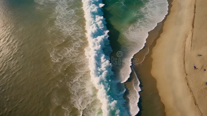 Aerial View of a Majestic Wave Breaking on the Beach Stock Footage ...