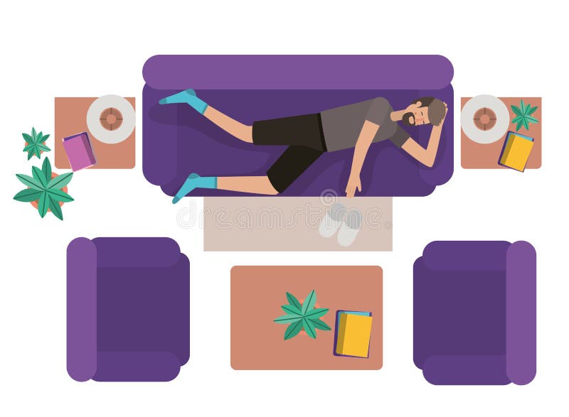 Aerial View of Man Resting Avatar Character Stock Vector - Illustration ...