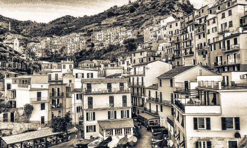Aerial View of Manarola Skyline, Five Lands, Italy Stock Photo - Image ...