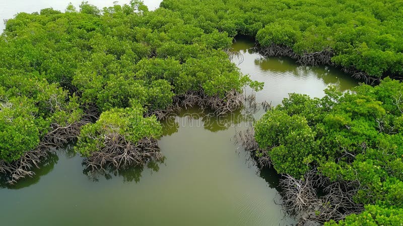 Aerial View of a Mangrove Forest with Water Channels Stock Photo ...