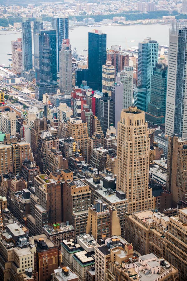 Aerial View of Manhattan Skyscrapers Editorial Stock Image - Image of ...