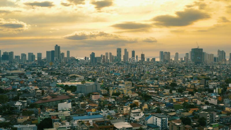 Aerial view of manila city stock video. Video of skyscraper - 268519505