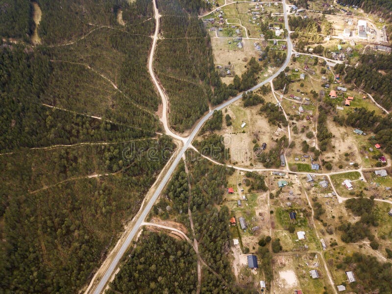 Aerial View of Many Roads in the Forest Stock Photo - Image of nature ...