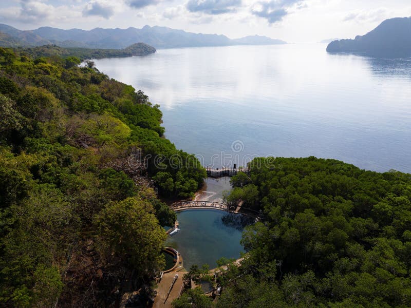 Aerial View of a Maquinit Hot Spring, Coron, Philippines Stock Image ...