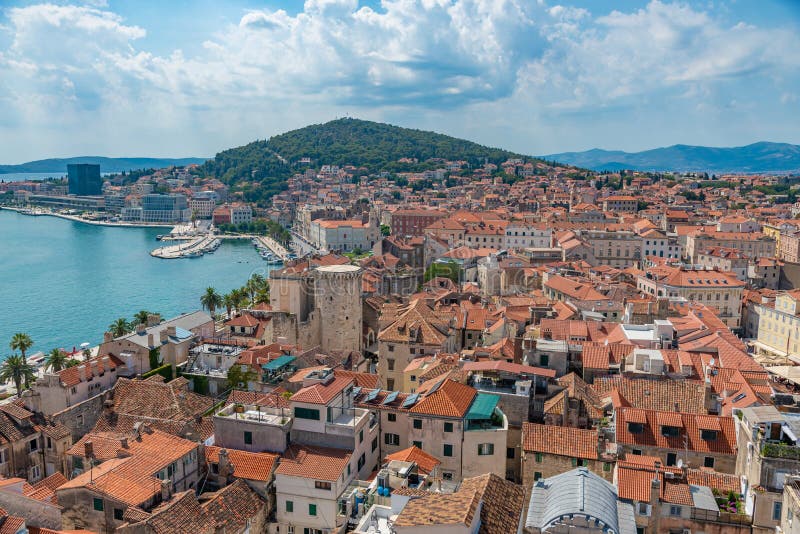 Aerial View of Marjan Hill Overlooking Old Town of Split in Croatia ...