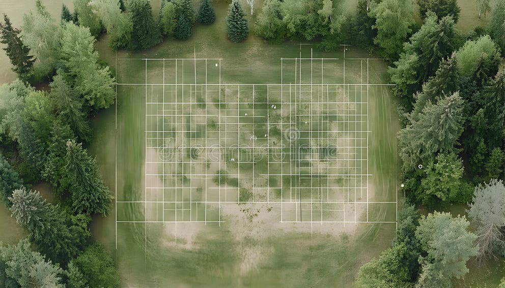 Aerial View of Gridded Field Stock Illustration - Illustration of shot ...