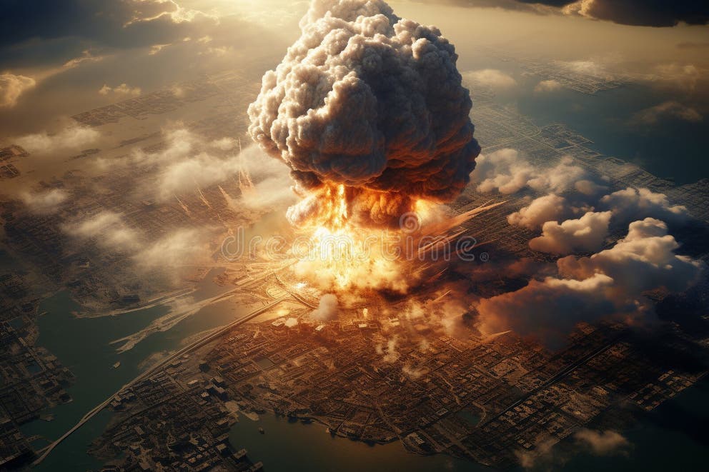 Aerial View of a Massive Atomic Explosion, a Terrifying Display of ...