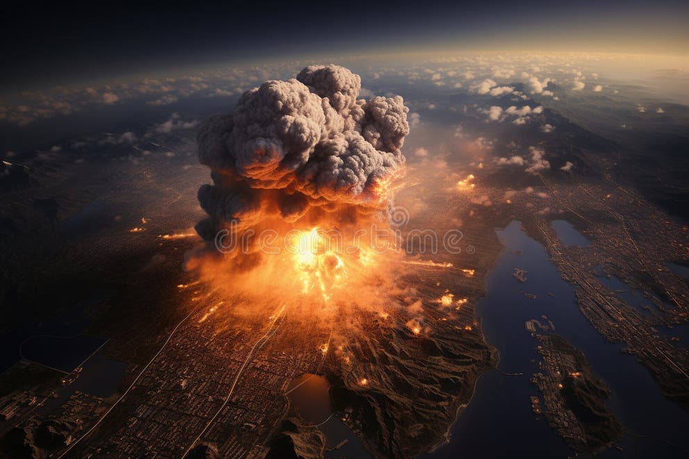 Aerial View of a Massive Atomic Explosion, a Terrifying Display of ...