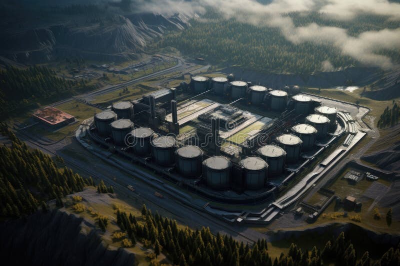 Aerial View of Massive Energy Storage Facility Stock Photo - Image of ...